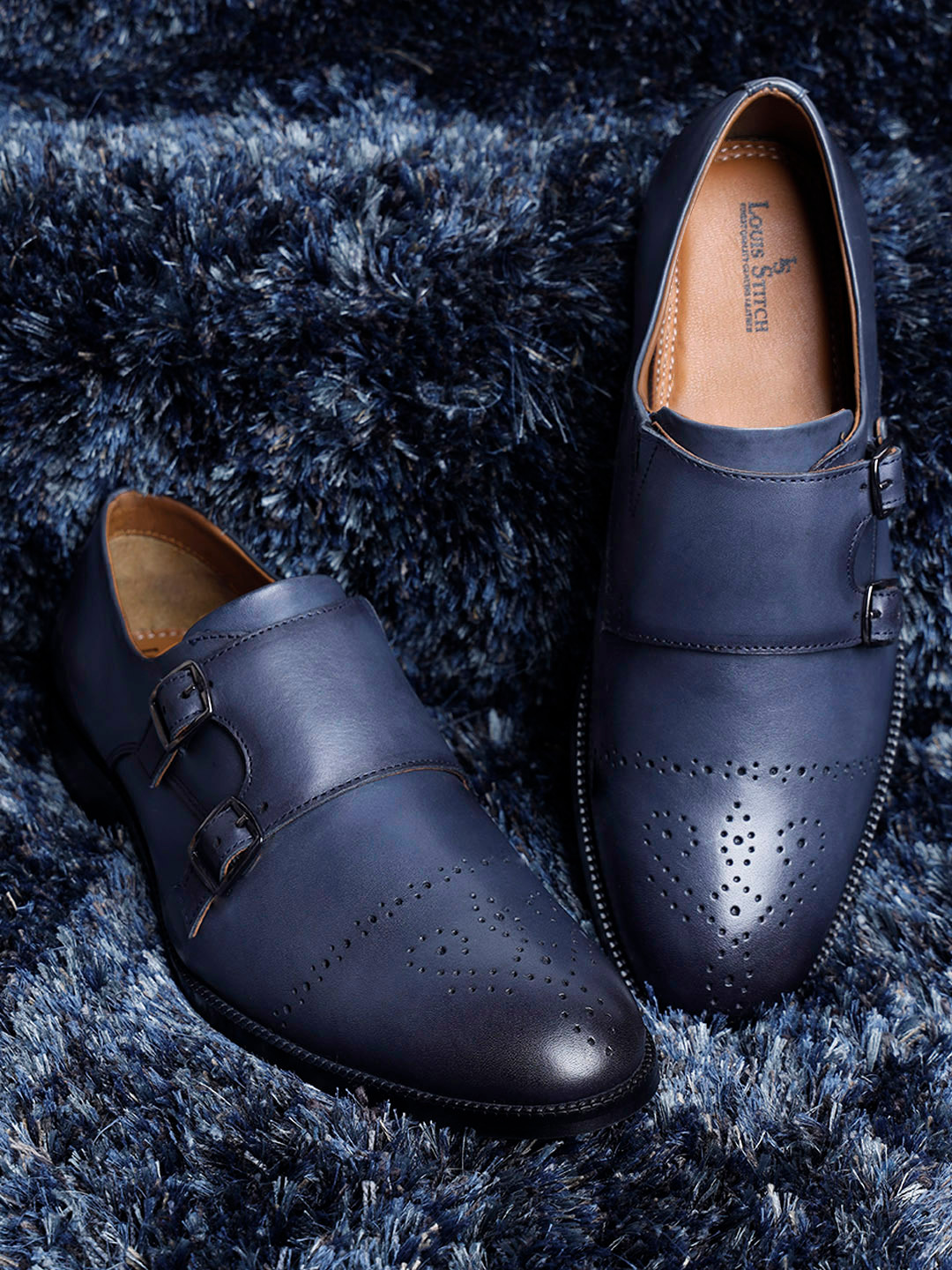 Buy LOUIS STITCH Men Premium Leather Dual Tone Patina Monk Shoes ...