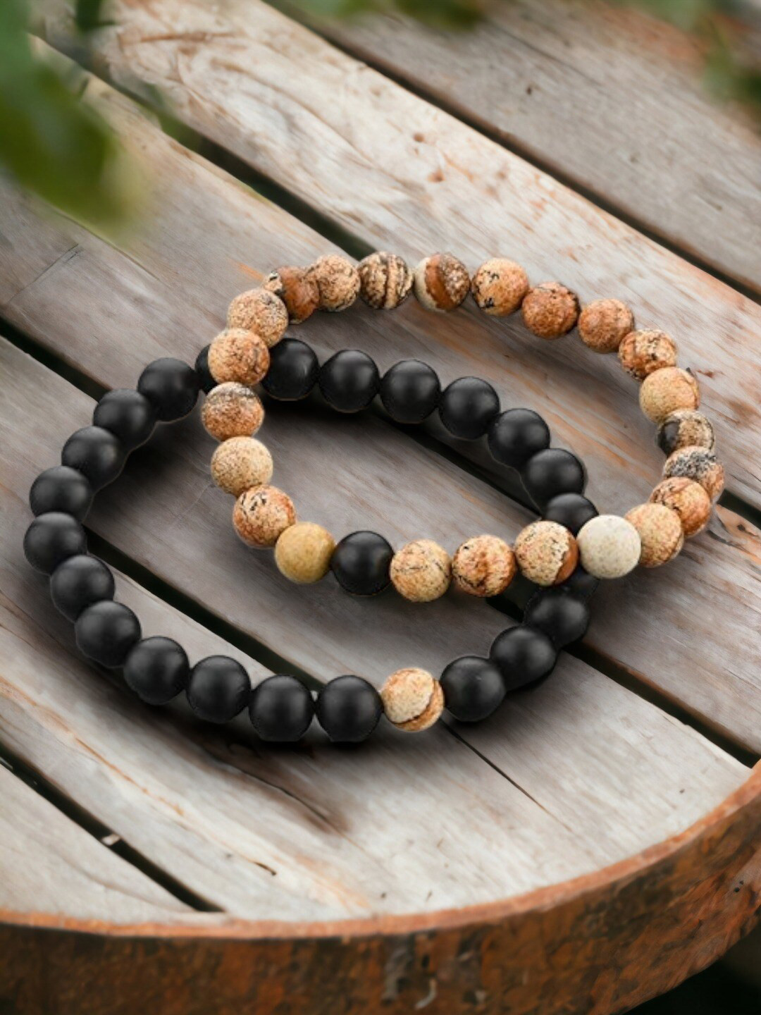 Buy HOT AND BOLD Set Of 2 Onyx Elasticated Bracelets - Bracelet for ...