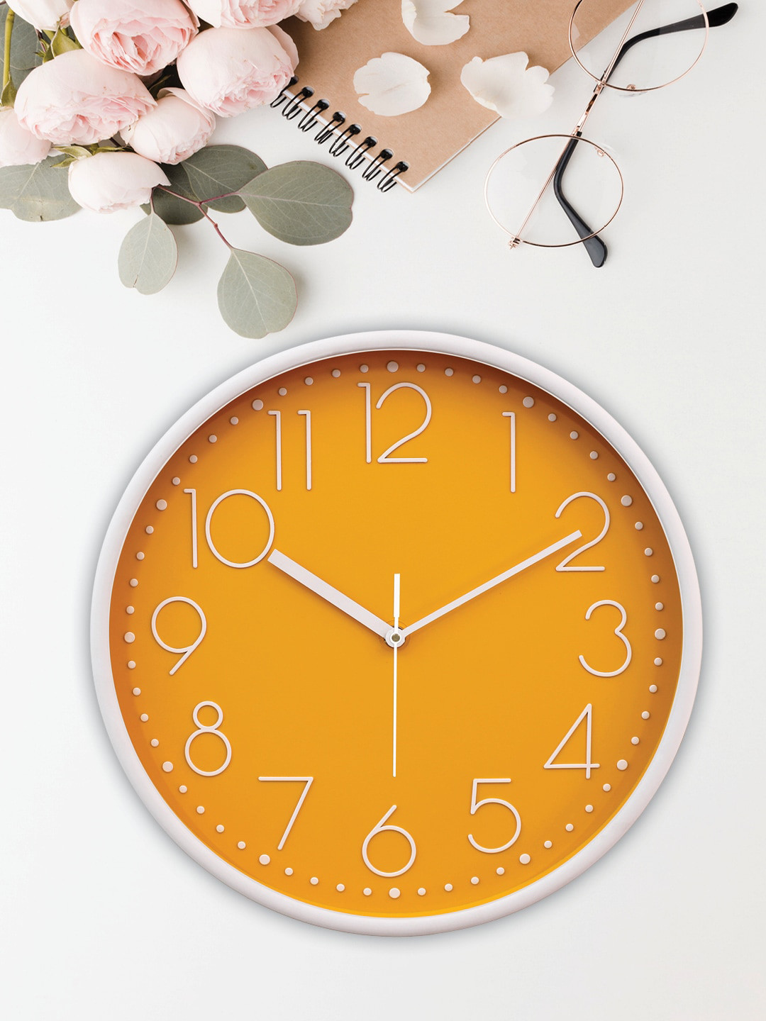 Buy RANDOM Premium Wall Clock Yellow Printed Contemporary Wall Clock - Clocks for Unisex ...