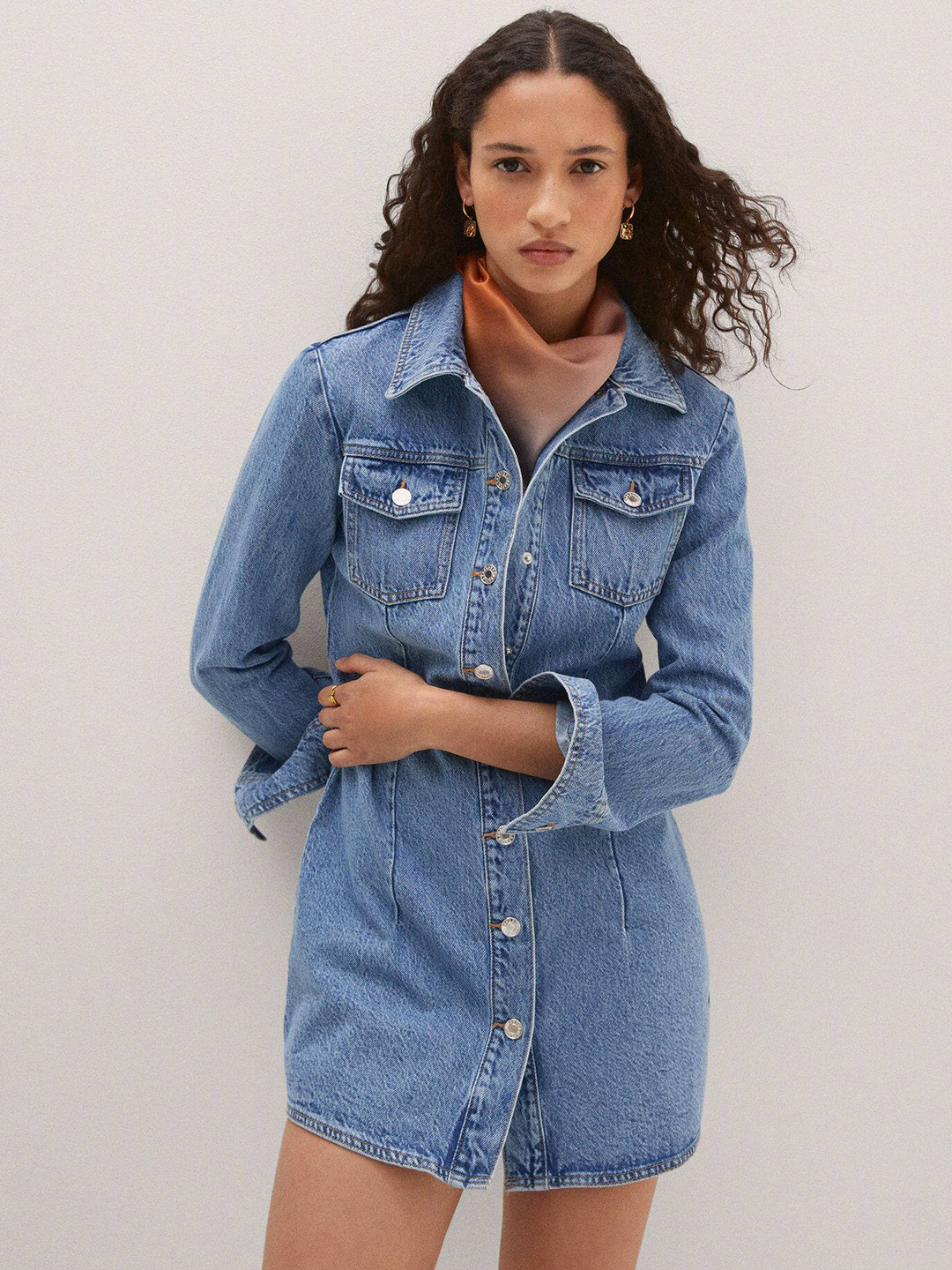 Buy MANGO Pure Cotton Denim Shirt Mini Dress - Dresses for Women ...