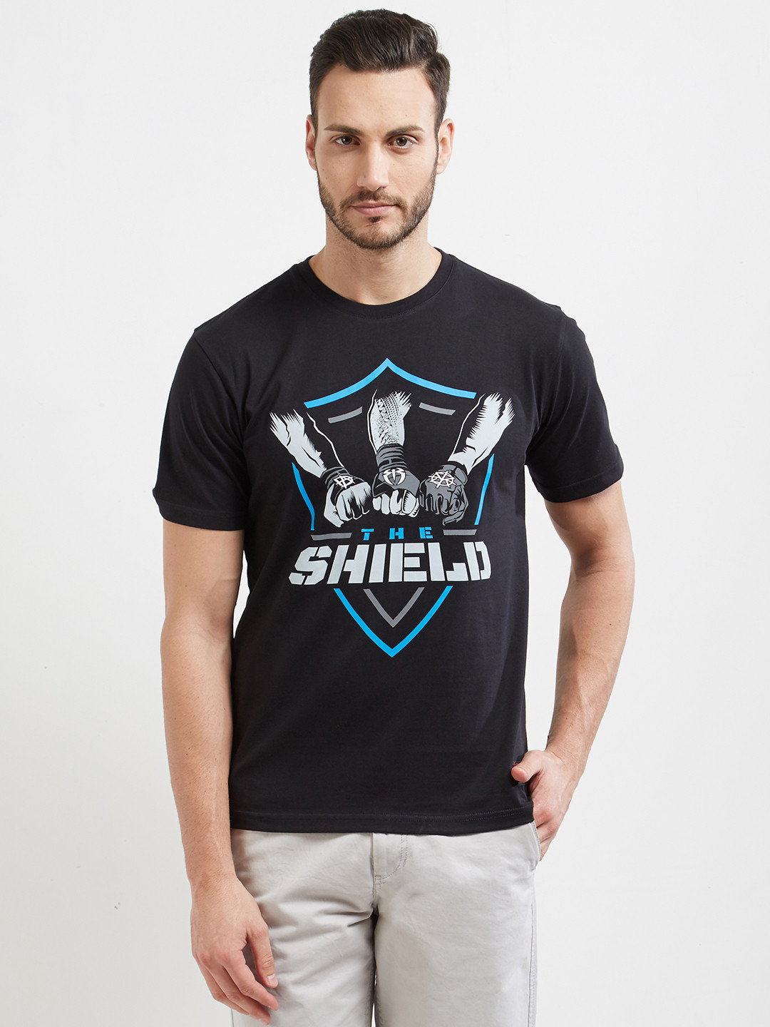 Buy The Souled Store Unisex Black WWE: Authentic The Shield Printed ...