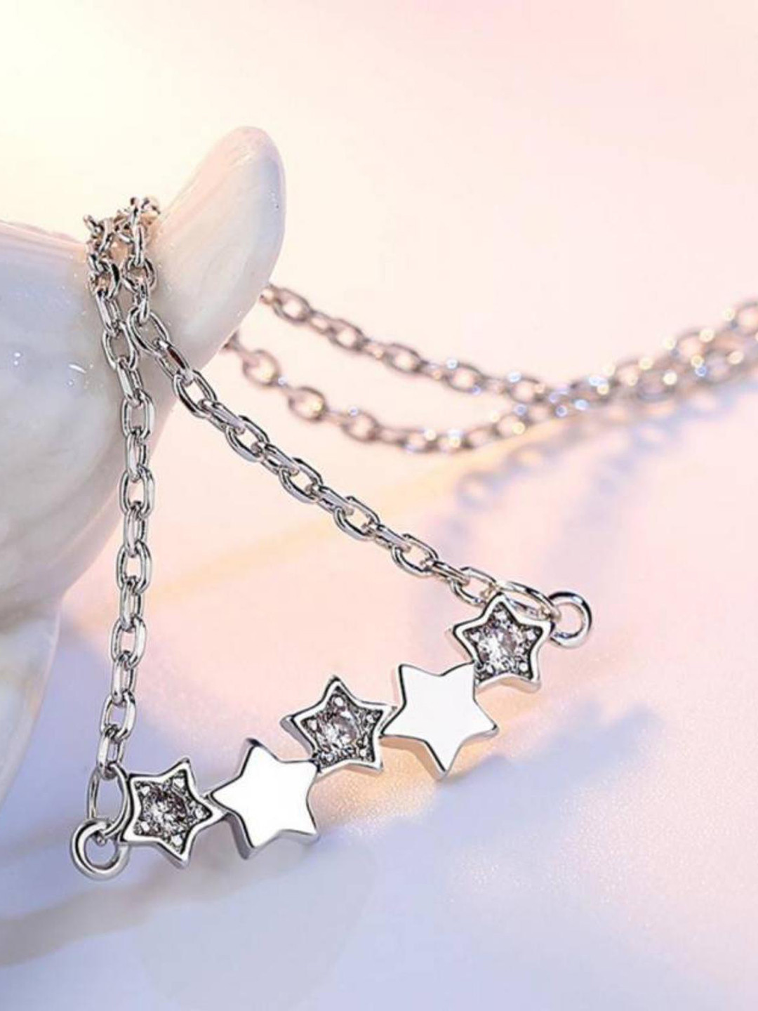 Buy MYKI Silver Plated Elegant Star Design Pendant With Chain - Pendant ...