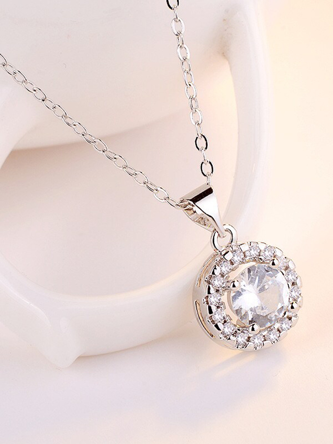 Buy MYKI Silver Plated CZ Studded Round Pendant - Pendant for Women ...