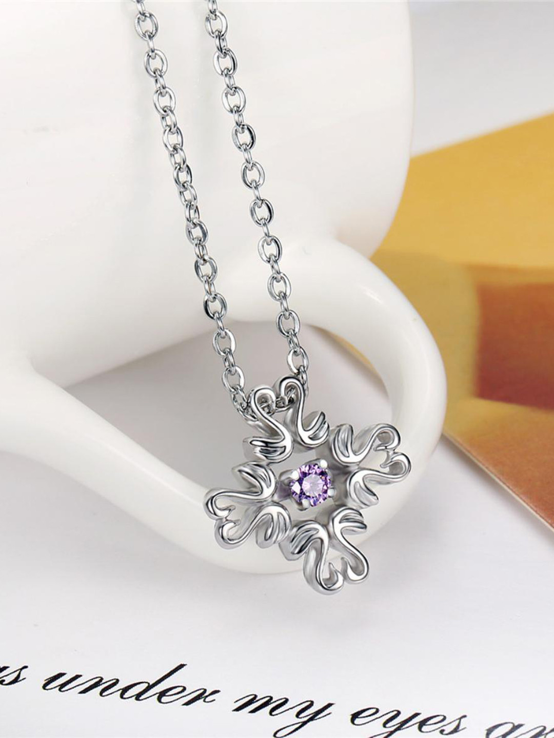 Buy MYKI Women Cubic Zirconia Bohemian Design Sterling Silver Pendant ...