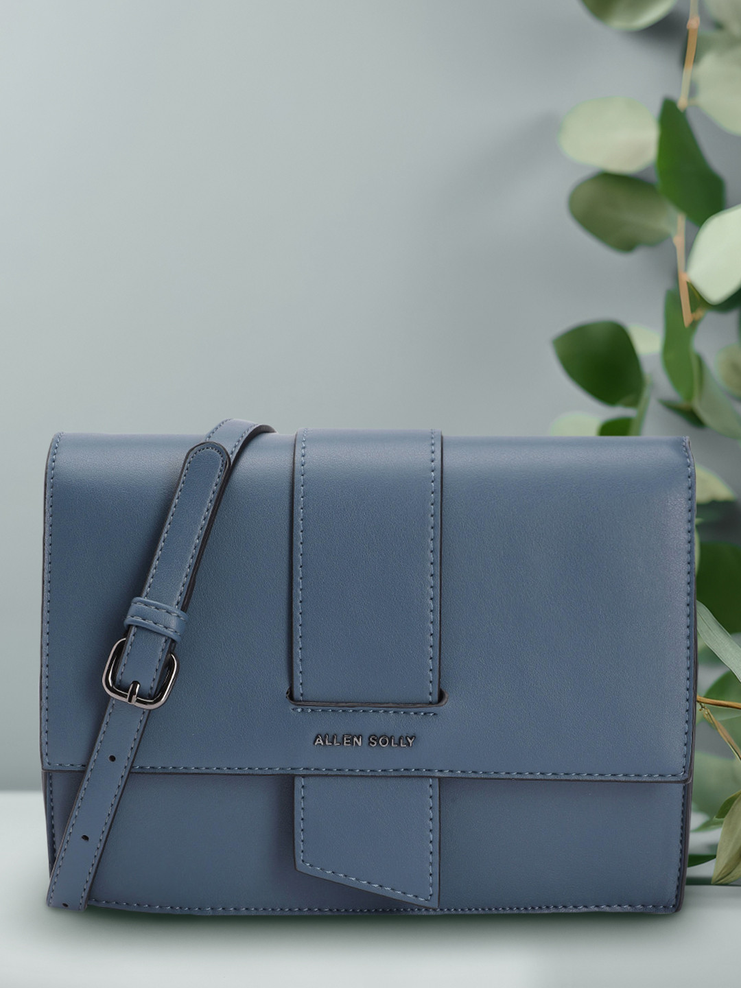 Buy Allen Solly Solid PU Structured Sling Bag With Strap Applique ...