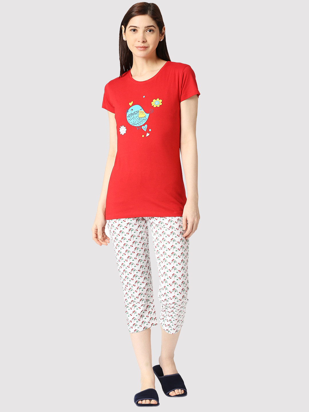 Buy Zebu Graphic Printed Pure Cotton Night Suit - Night Suits for Women ...