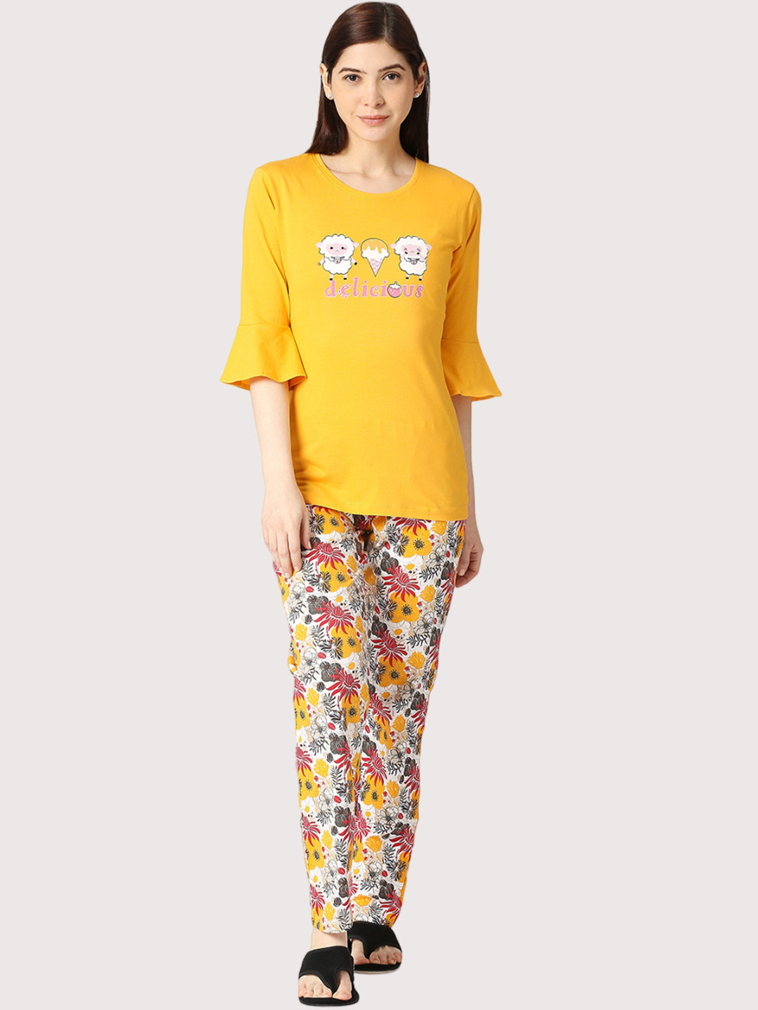 Buy Zebu Floral Printed Pure Cotton Night Suit - Night Suits for Women ...