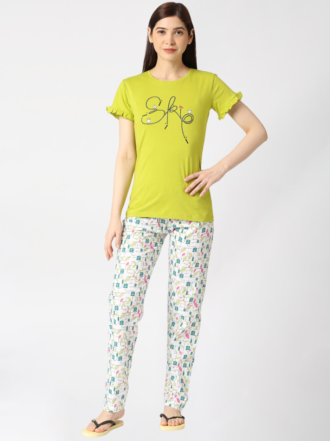 Buy Zebu Graphic Printed Pure Cotton Night Suit - Night Suits for Women ...