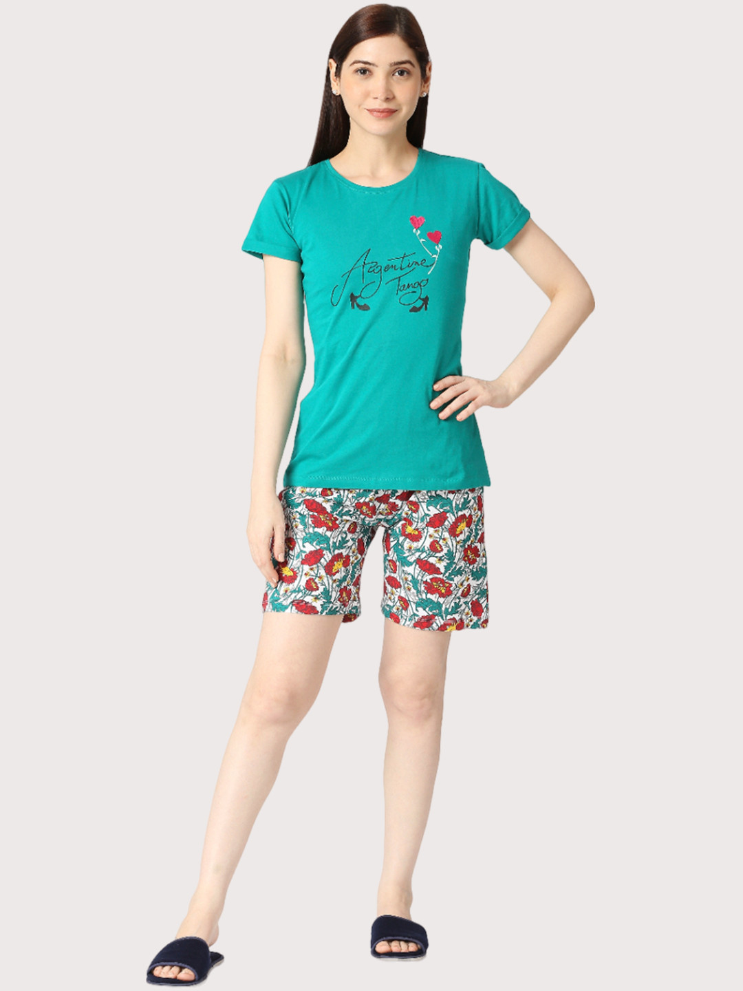 Buy Zebu Floral Printed Pure Cotton Night Suit - Night Suits for Women ...