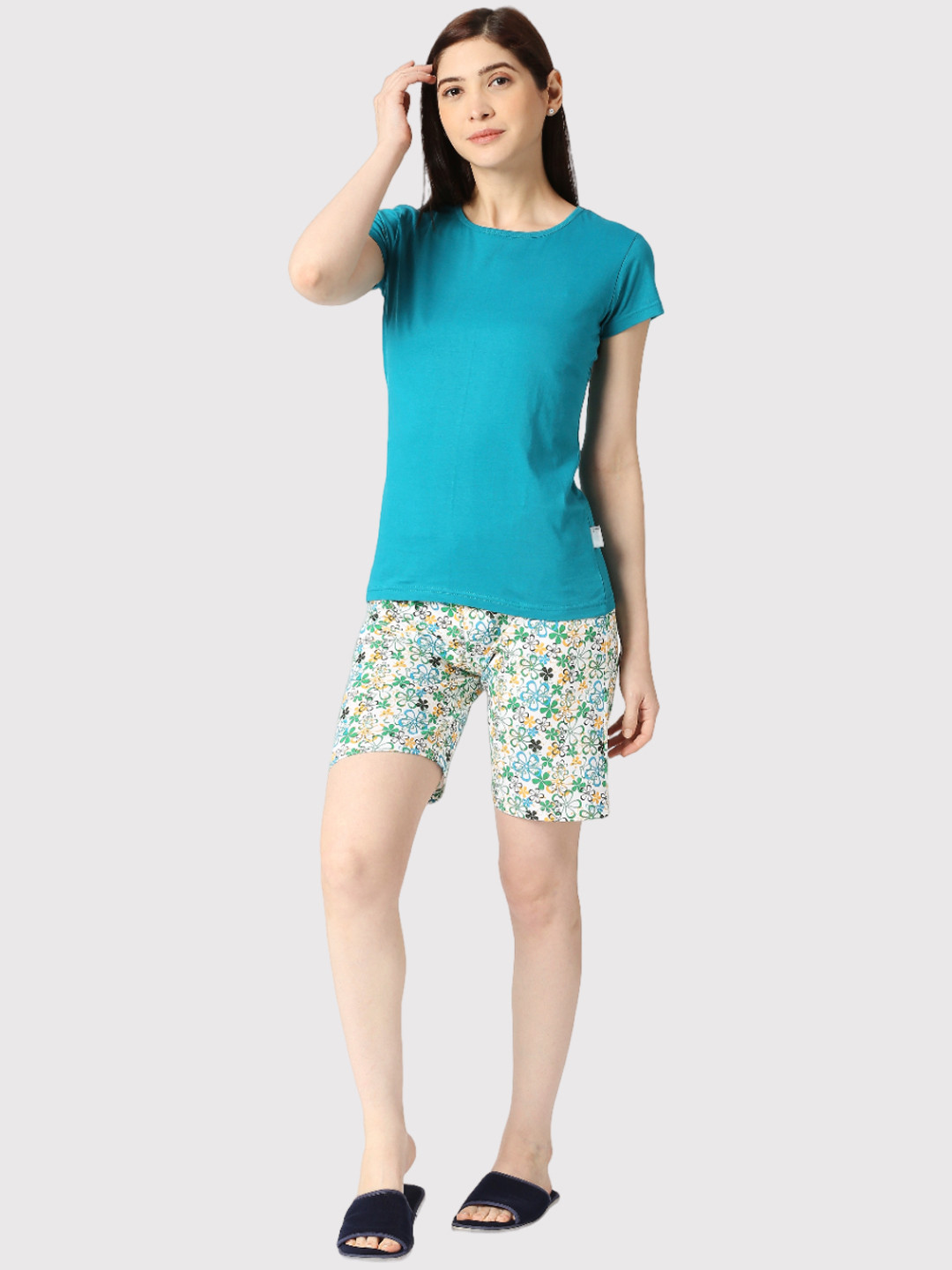 Buy Zebu Floral Printed Pure Cotton Night Suit - Night Suits for Women ...