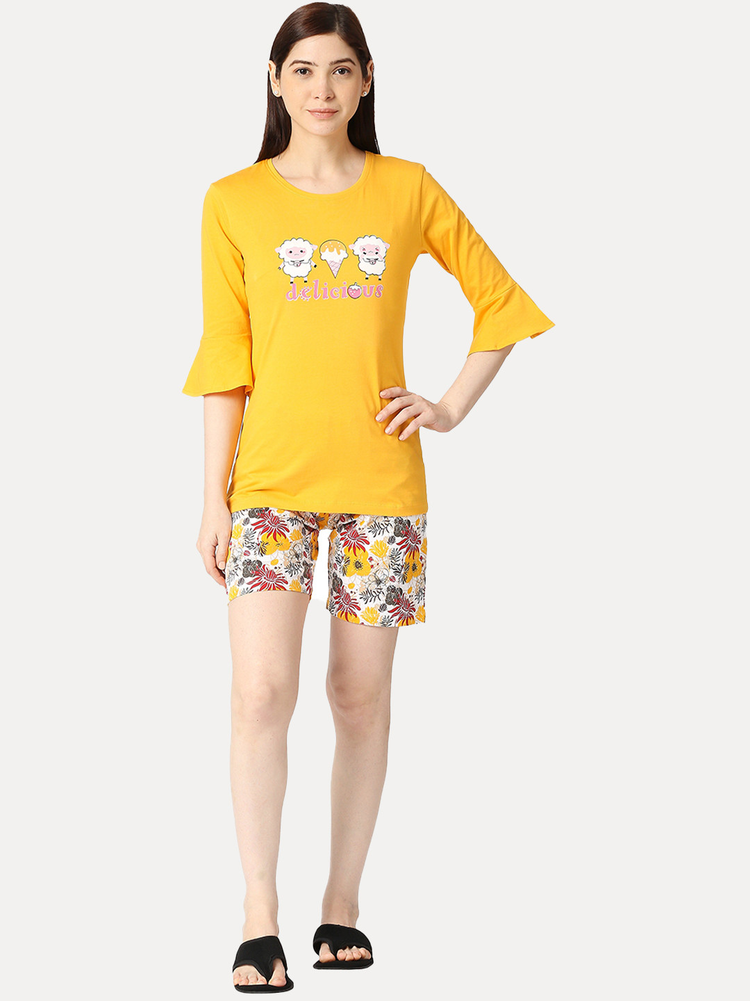 Buy Zebu Graphic Printed Pure Cotton Night Suit - Night Suits for Women ...