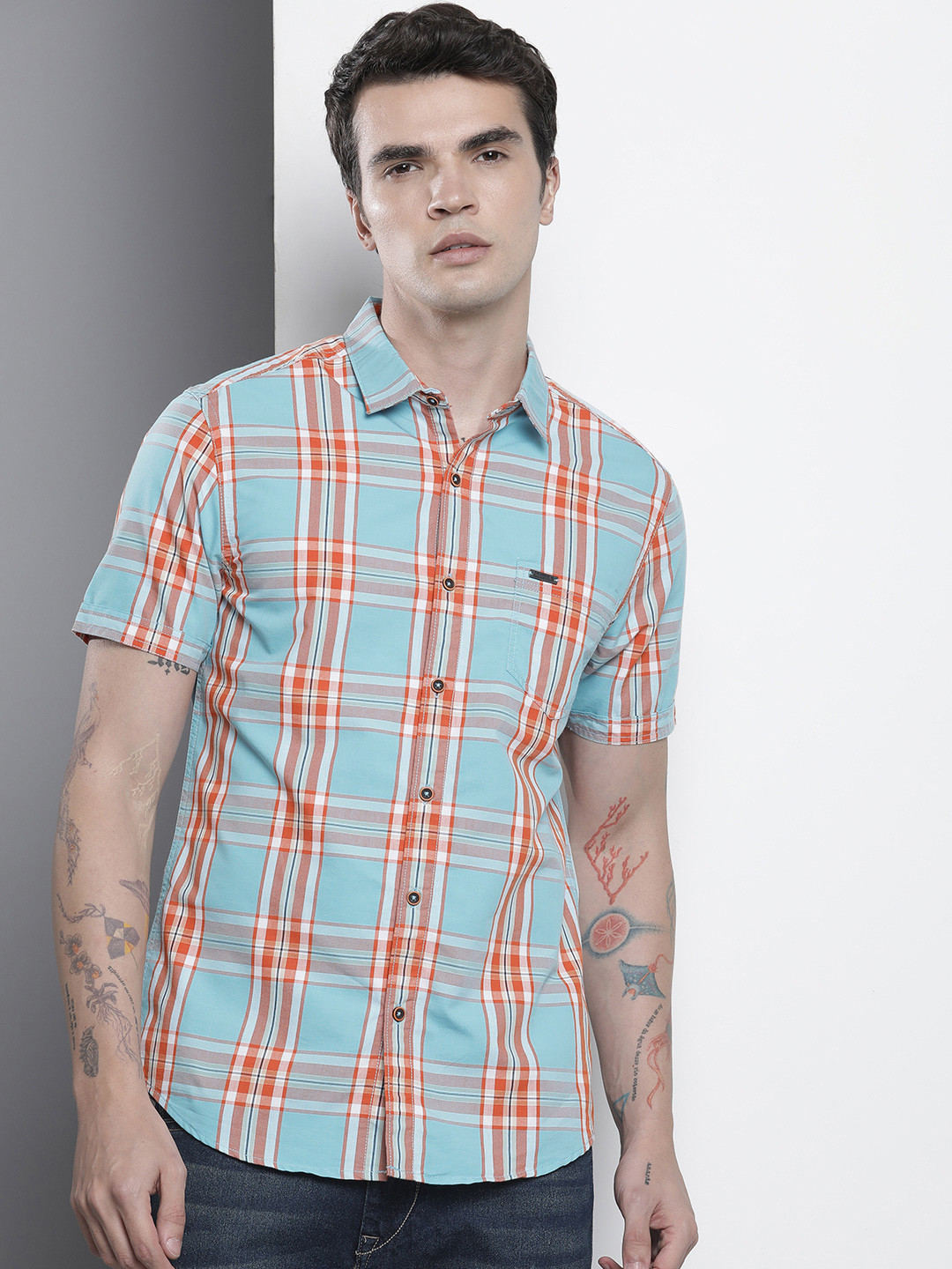 Buy The Indian Garage Co Slim Fit Opaque Checked Casual Shirt - Shirts ...