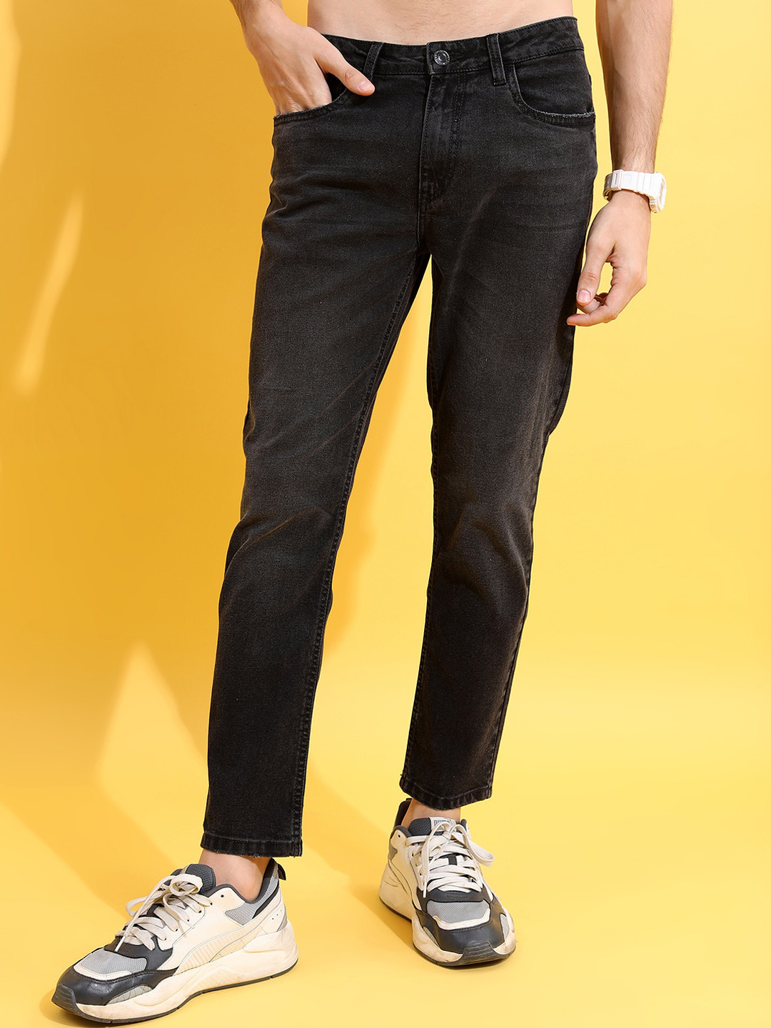 Buy HIGHLANDER Men Mid Rise Slim Fit Crop Length Stretchable Jeans ...