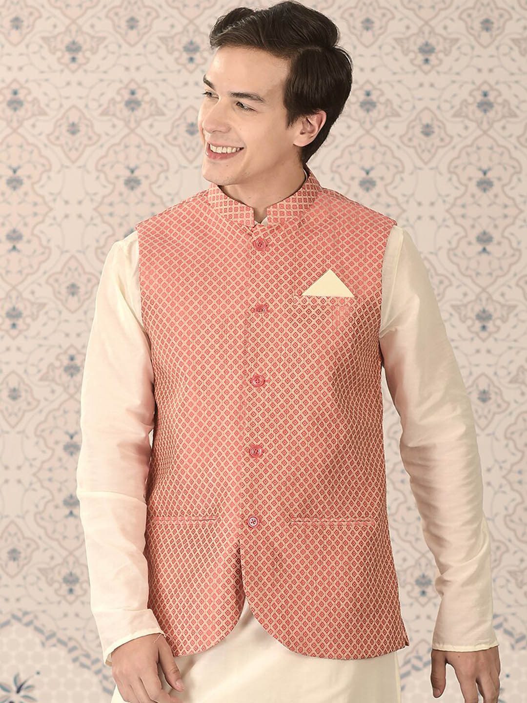 Buy Ode By House Of Pataudi Woven Design Nehru Jacket - Nehru Jackets ...