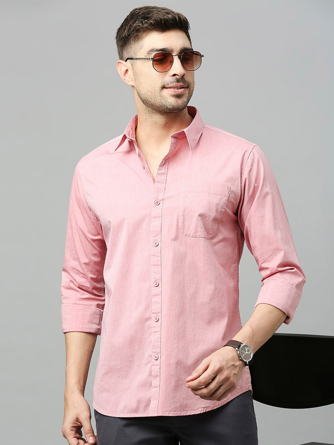 Buy Harvard Pink Classic Slim Fit Casual Shirt - Shirts for Men ...