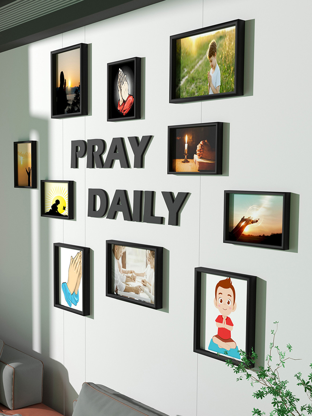 Buy RANDOM Black 10 Pieces 3D Collage Wooden Photo Frames With Plaque ...