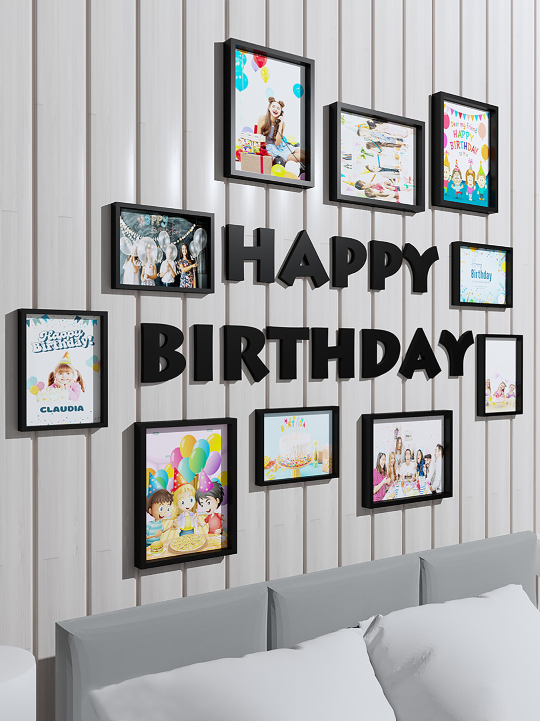 Buy RANDOM Black 10 Pieces 3D Collage Wooden Photo Frames With Plaque ...