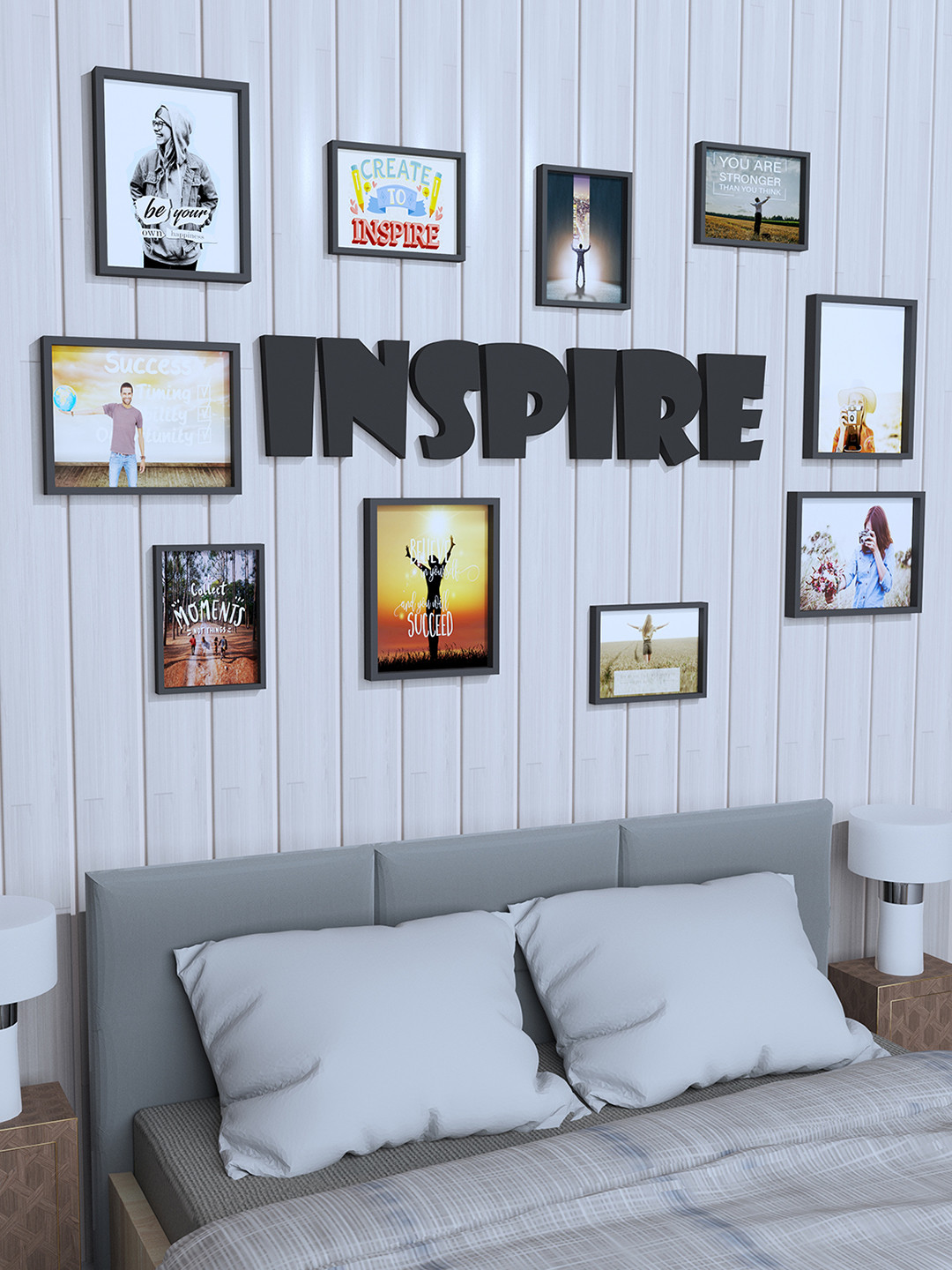 Buy RANDOM Black 10 Pieces 3D Collage Wooden Photo Frames With Plaque ...