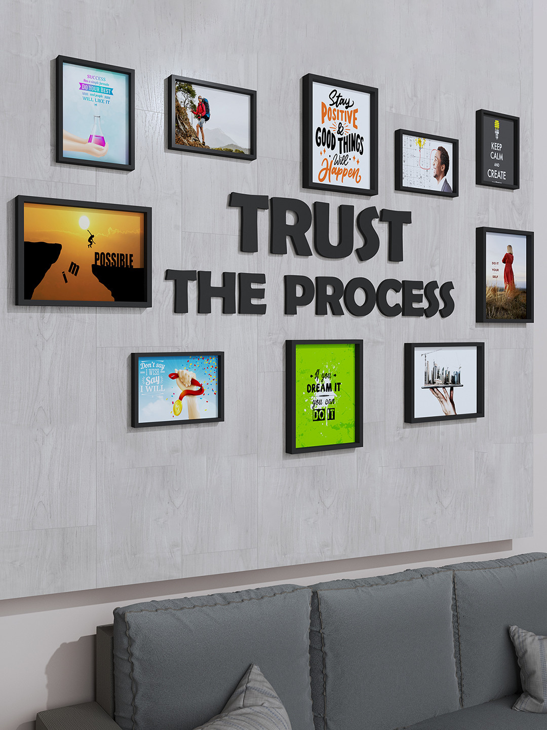 Buy RANDOM Black 10 Pieces 3D Collage Wooden Photo Frames With Plaque ...