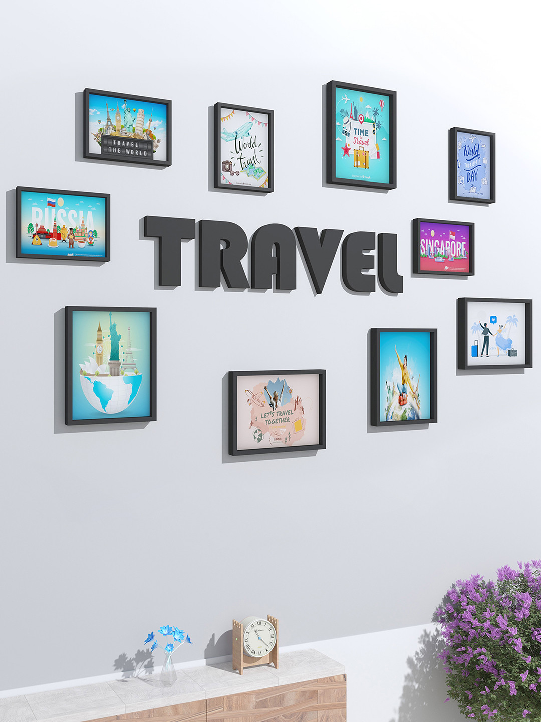 Buy RANDOM Black 10 Pieces 3D Collage Photo Frames With Plaque - Photo ...