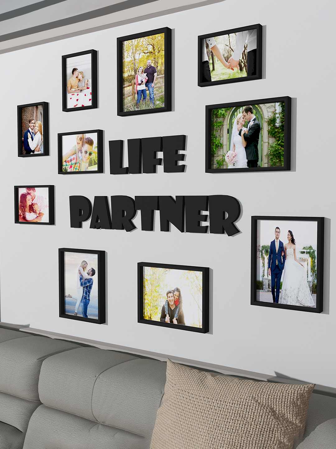 Buy RANDOM Black 10 Pieces 3D Collage Wooden Photo Frames With Plaque ...