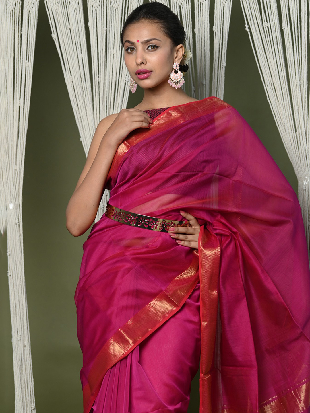 Buy Very Much Indian Zari Silk Cotton Handloom Saree - Sarees for Women ...