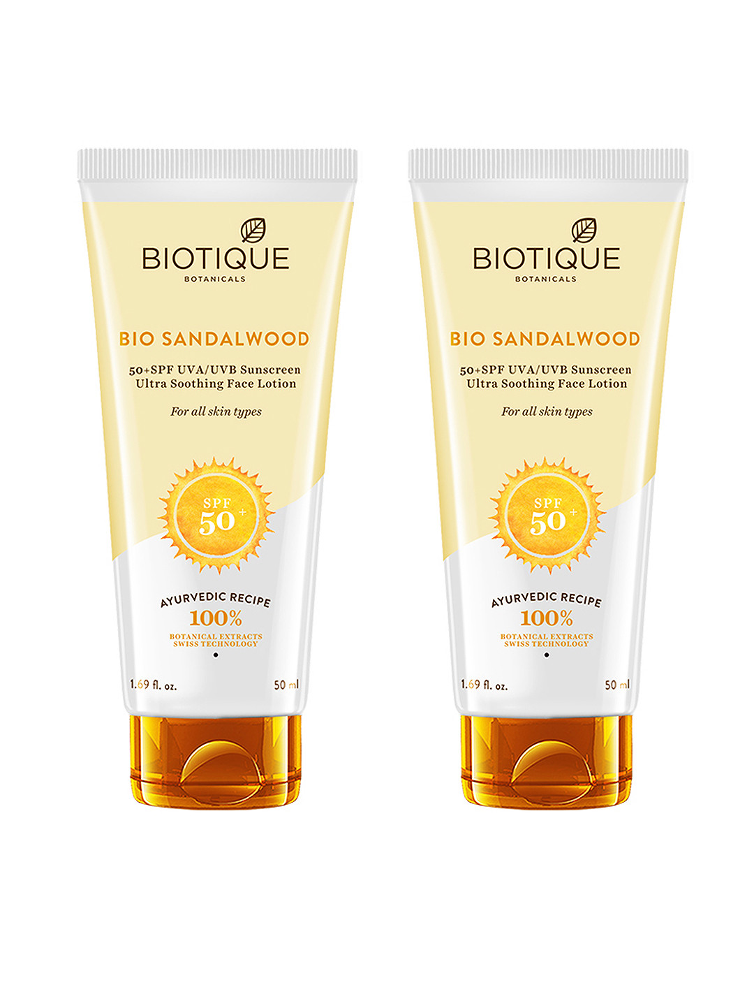 Buy Biotique Set Of 2 Bio Sandalwood SPF 50+ Ultra Soothing Sunscreen ...