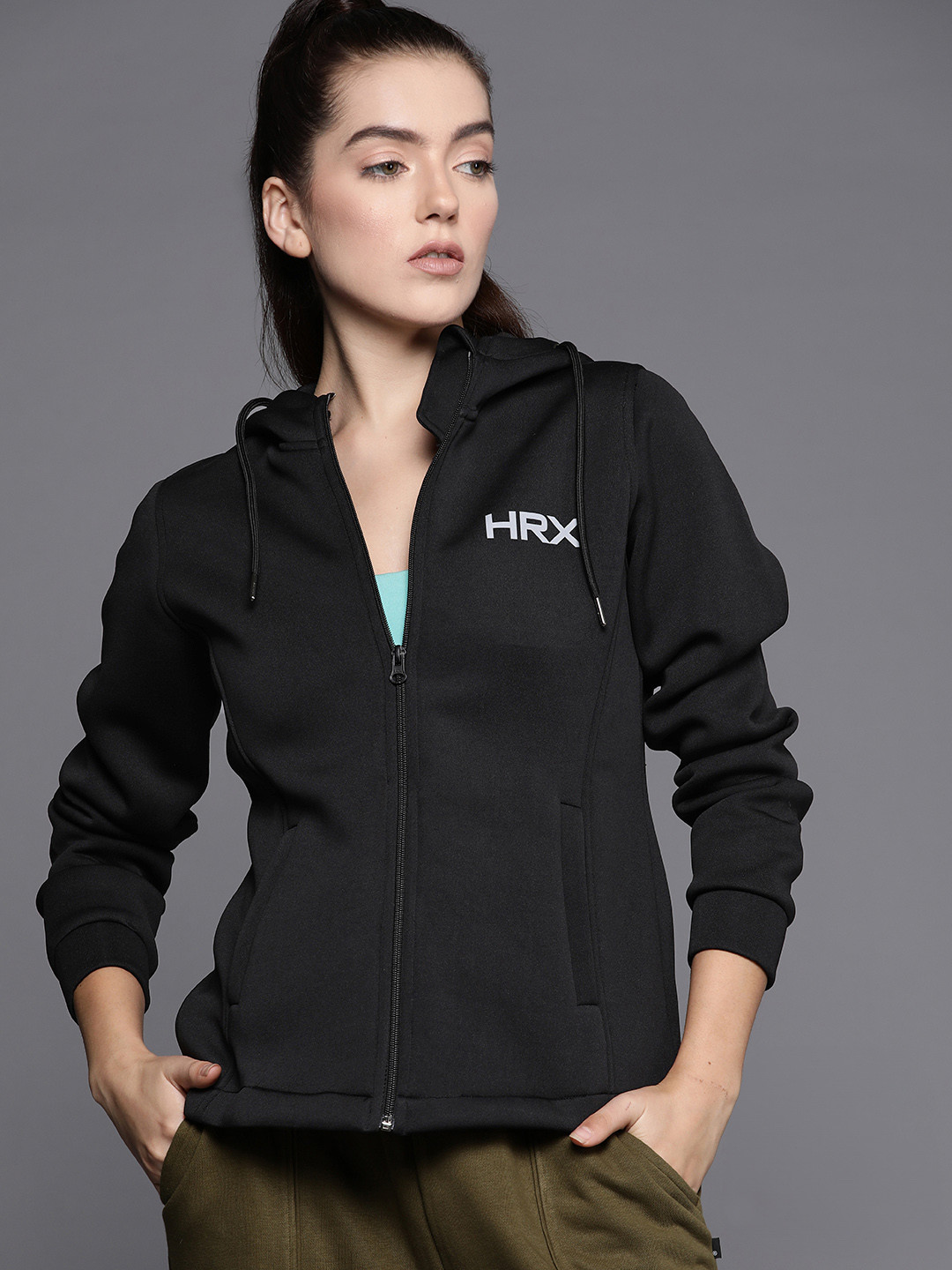Buy HRX By Hrithik Roshan Reflective Strip Rapid Dry Hooded Training ...