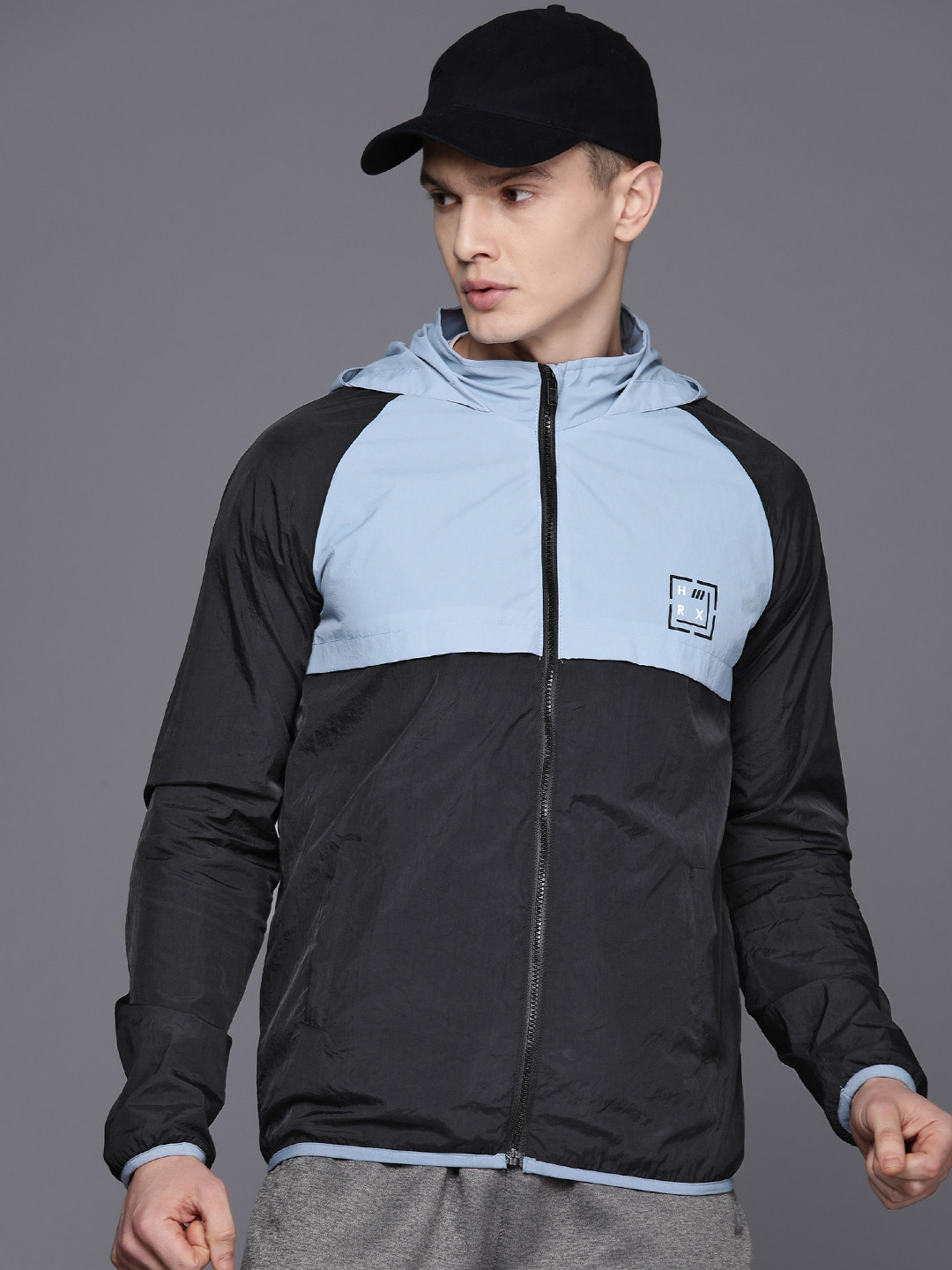 Buy HRX By Hrithik Roshan Rapid Dry Colourblocked Hooded Running Jacket ...