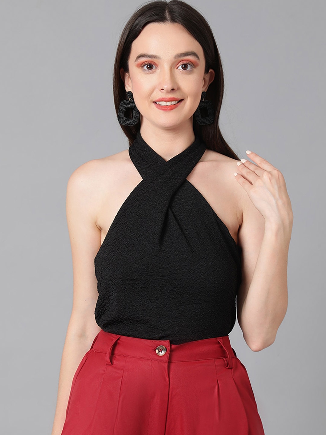 Buy Kotty Halter Neck Satin Styled Back Top Tops For Women 23034708