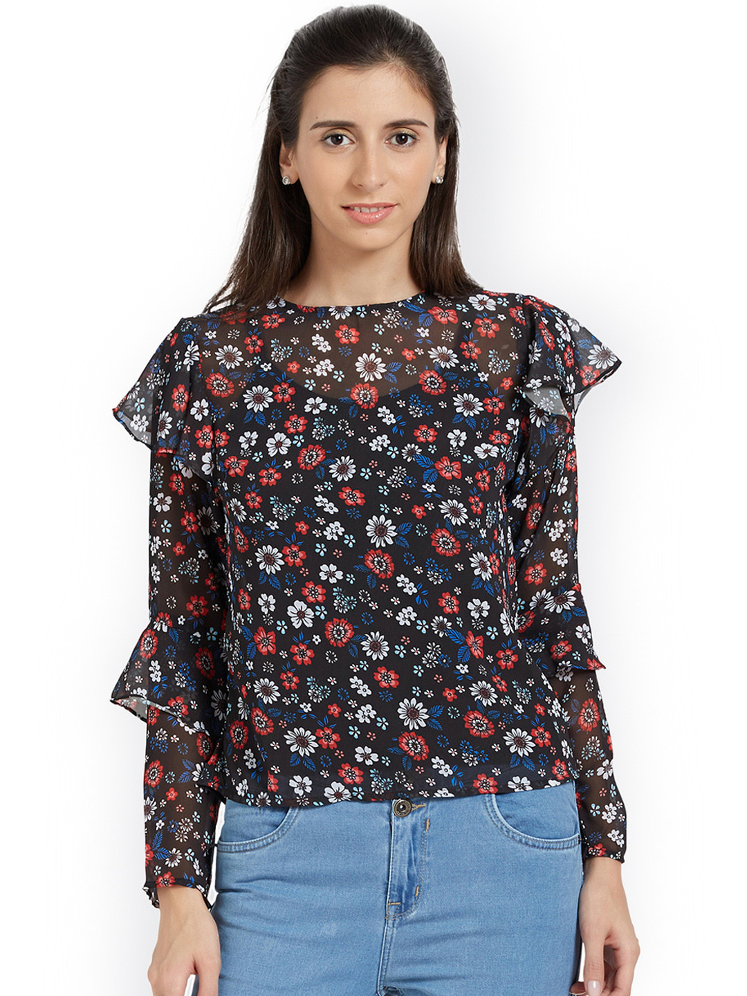 Buy Globus Women Black Printed Top - Tops for Women 2303585 | Myntra