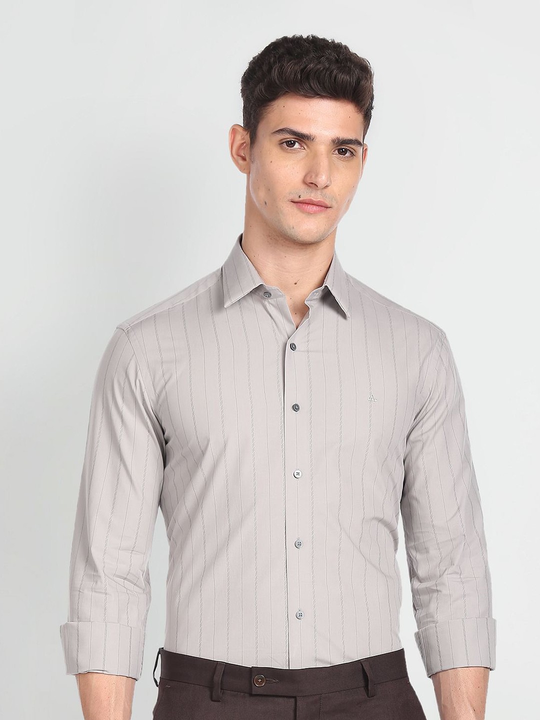 Buy Arrow New York Slim Fit Striped Pure Cotton Formal Shirt Shirts