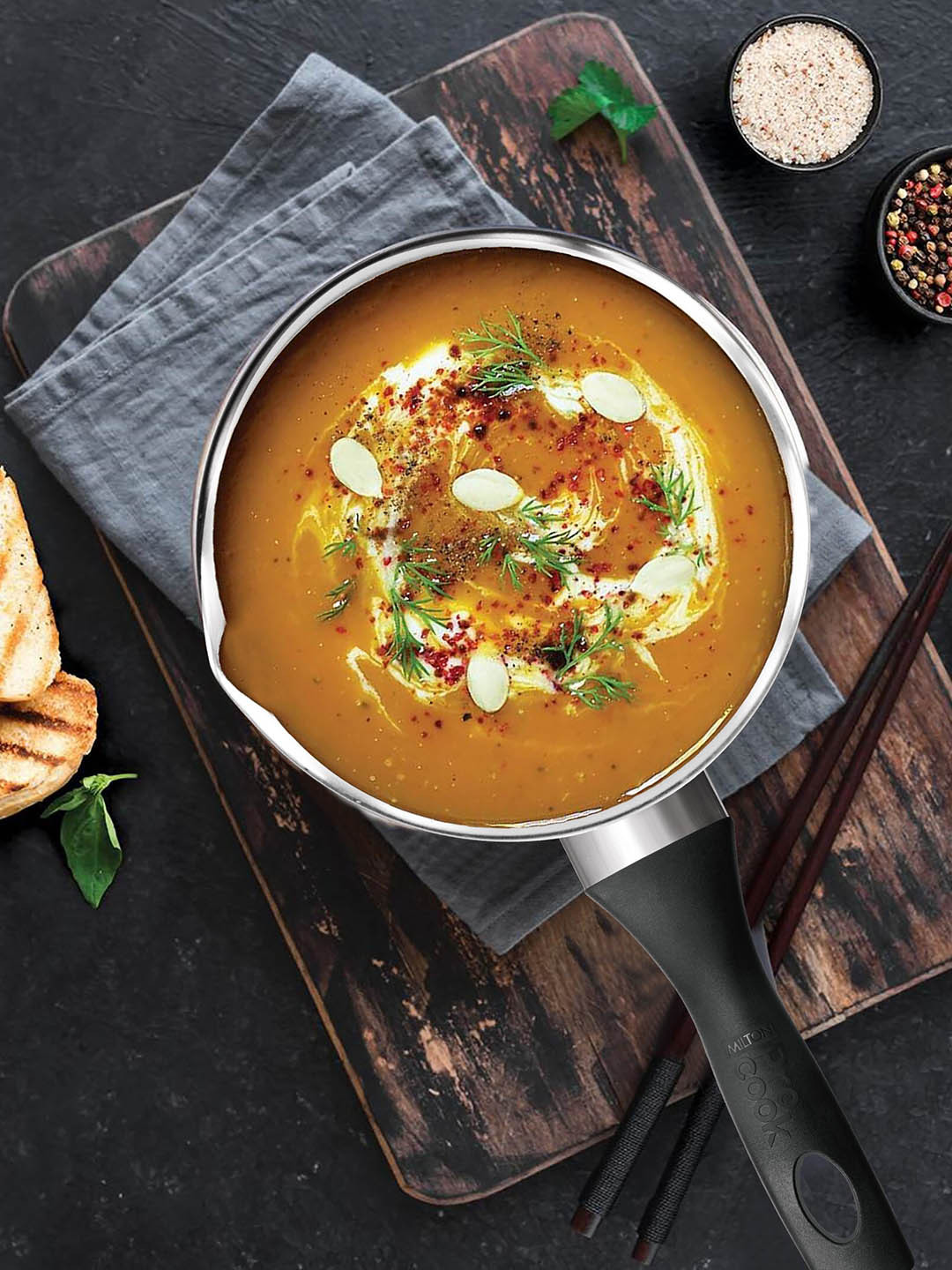 Buy Milton Pro Cook Stainless Steel Sandwich Bottom Sauce Pan With ...