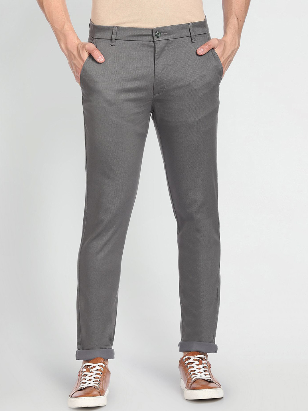 Buy Arrow Sport Men Skinny Fit Low Rise Stretchable Chinos Trousers ...