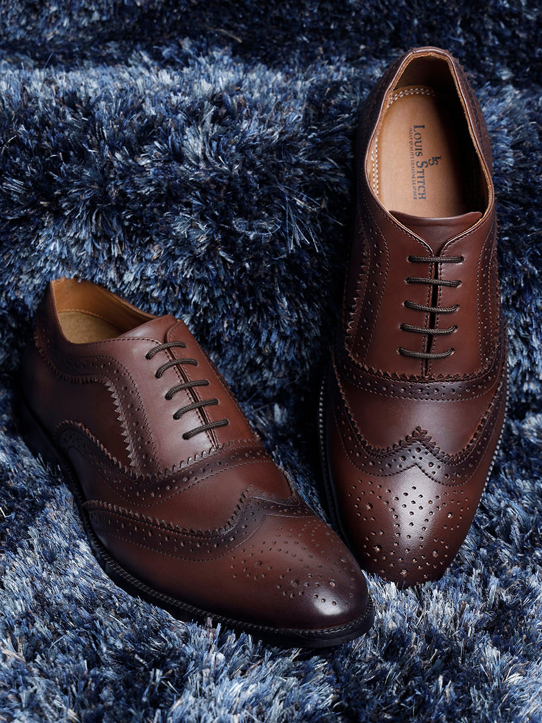 Buy LOUIS STITCH Men Premium Leather Dual Tone Patina Brogue Shoes ...