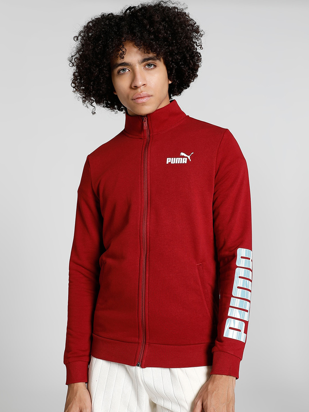 Buy Puma Men Abstract Logo Knitted Cotton Sporty Slim Fit Jacket ...