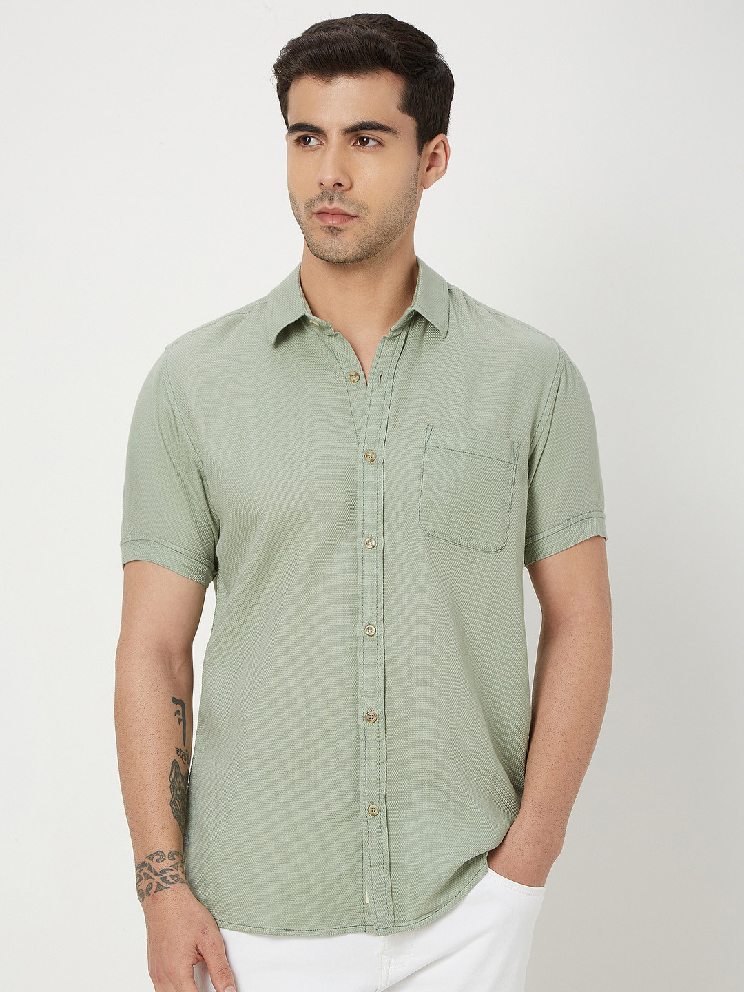 Buy Mufti Slim Fit Casual Cotton Linen Shirt - Shirts for Men 23051260 ...