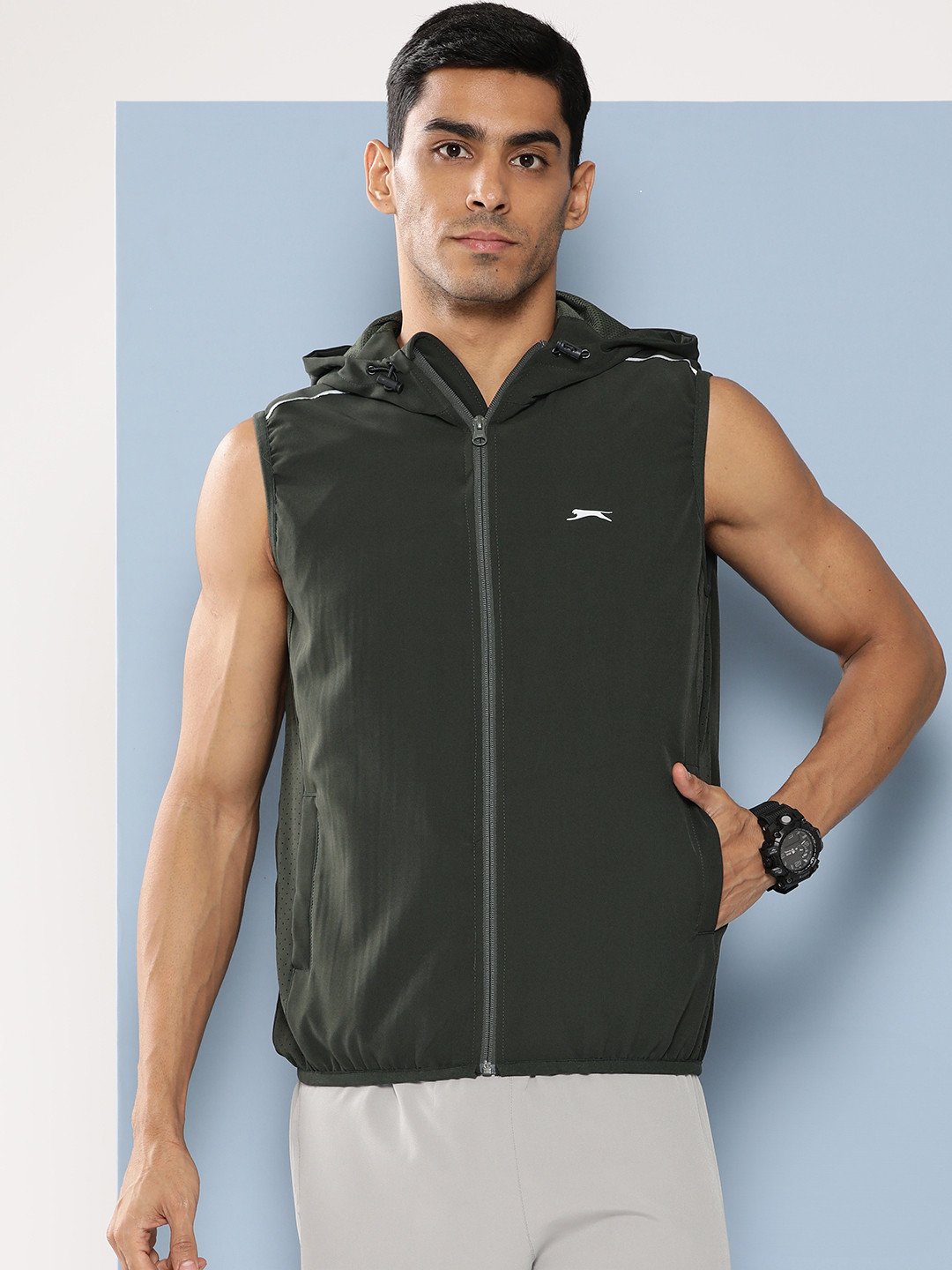 Buy Slazenger Ultra Dry Reflective Strip Hooded Sports Jacket - Jackets ...