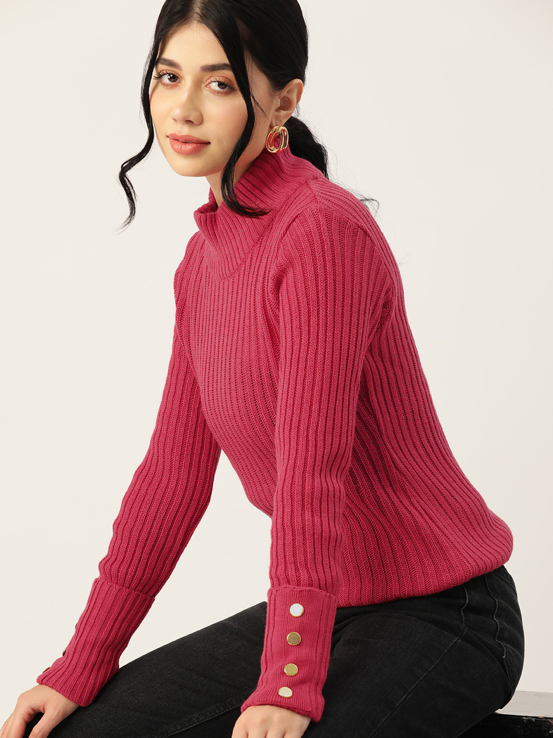 Buy DressBerry Pure Acrylic Ribbed Pullover - Sweaters for Women ...
