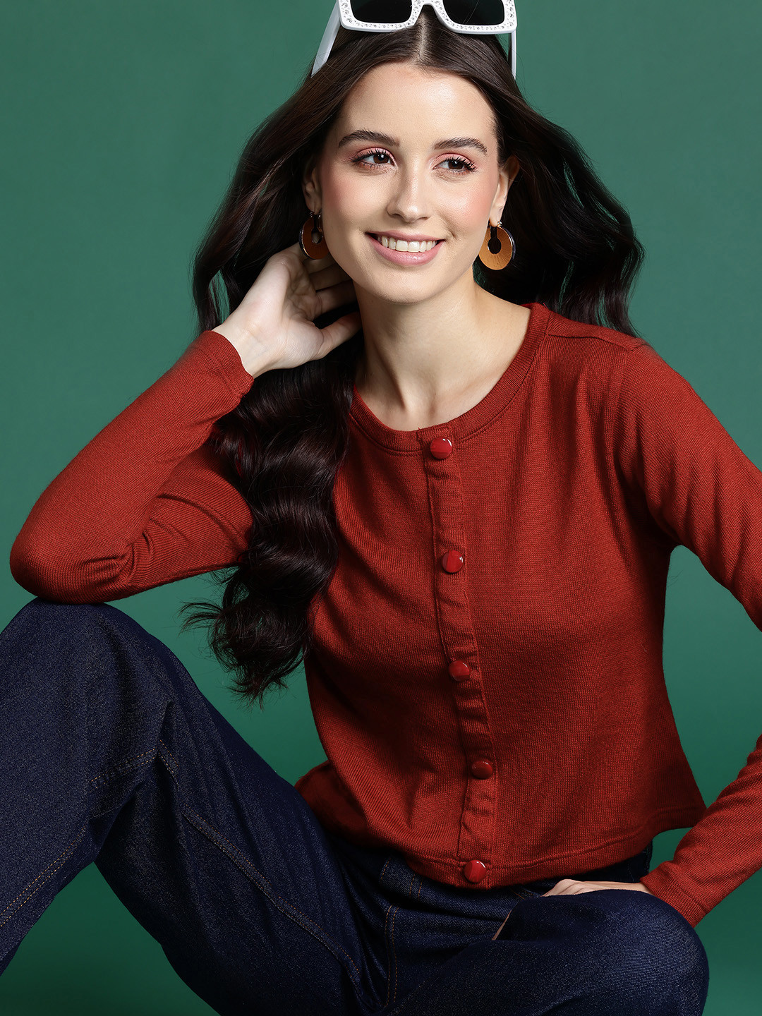 Buy DressBerry Solid Acrylic Button Detail Pullover - Sweaters for ...