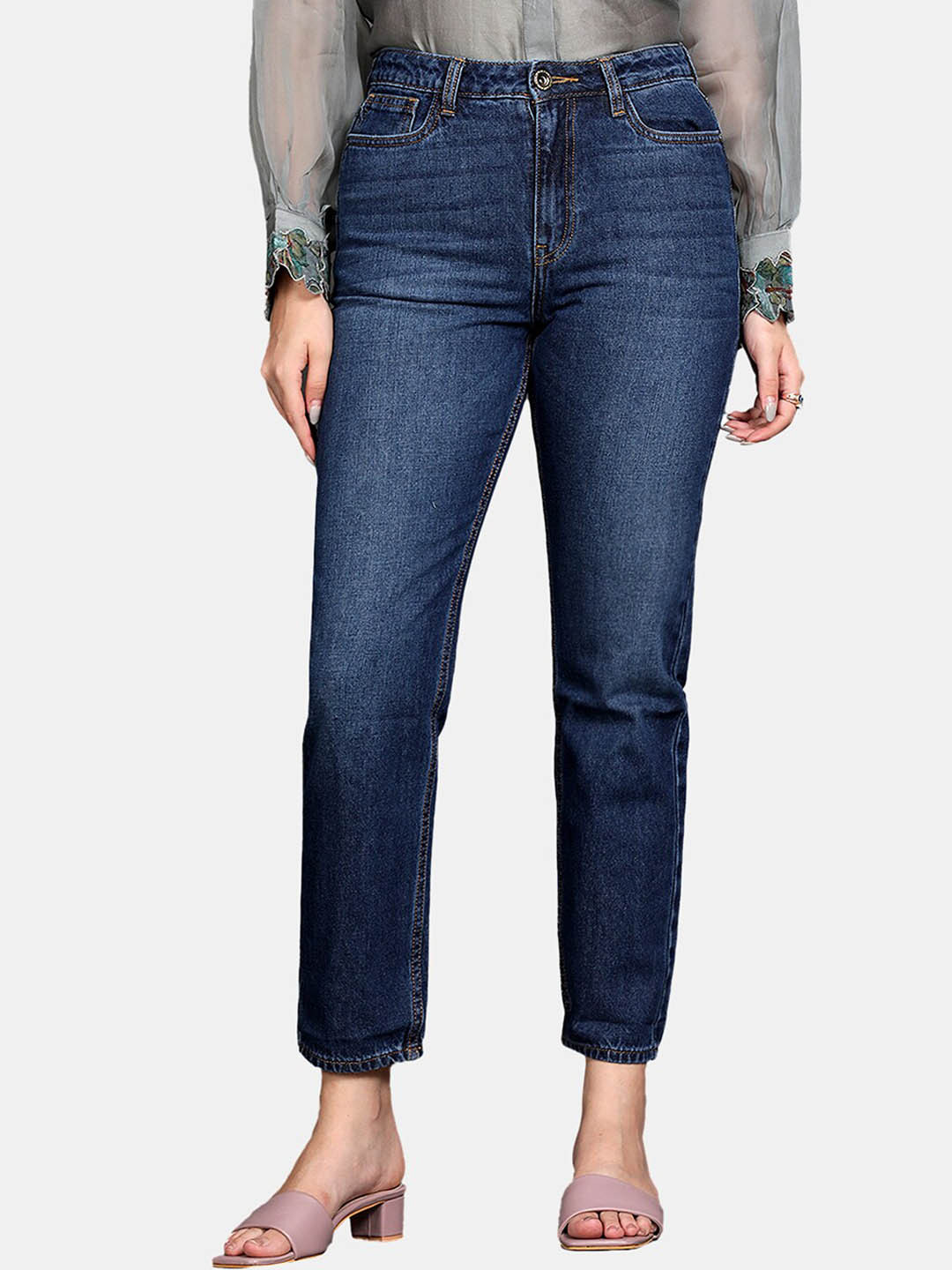 Buy Llak Jeans Women Mid Rise Boyfriend Fit Clean Look Light Fade Jeans ...