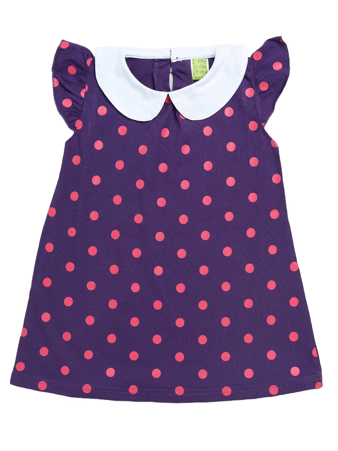 Buy Clothe Funn Girls Polka Dot Printed Flutter Sleeves Cotton A Line Dress Dresses For Girls