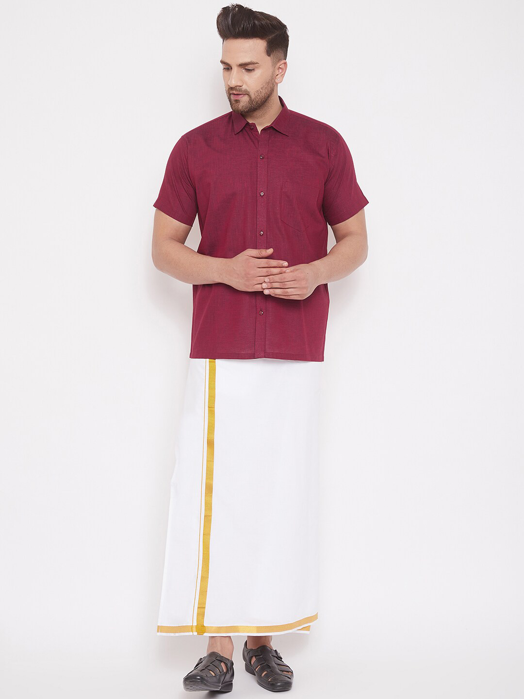 Buy VASTRAMAY Men Shirt With Veshti - Clothing Set for Men 23064912 ...