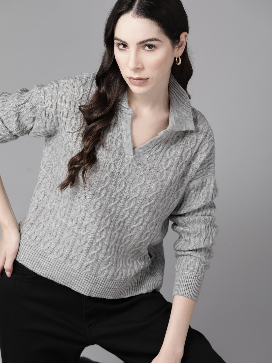Buy The Roadster Lifestyle Co. Acrylic Cable Knit Pullover - Sweaters ...