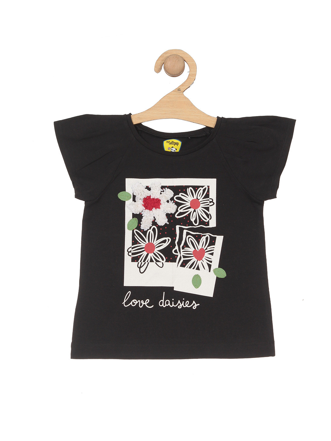 Buy Lil Lollipop Girls Floral Printed Raglan Sleeves Pure Cotton T ...
