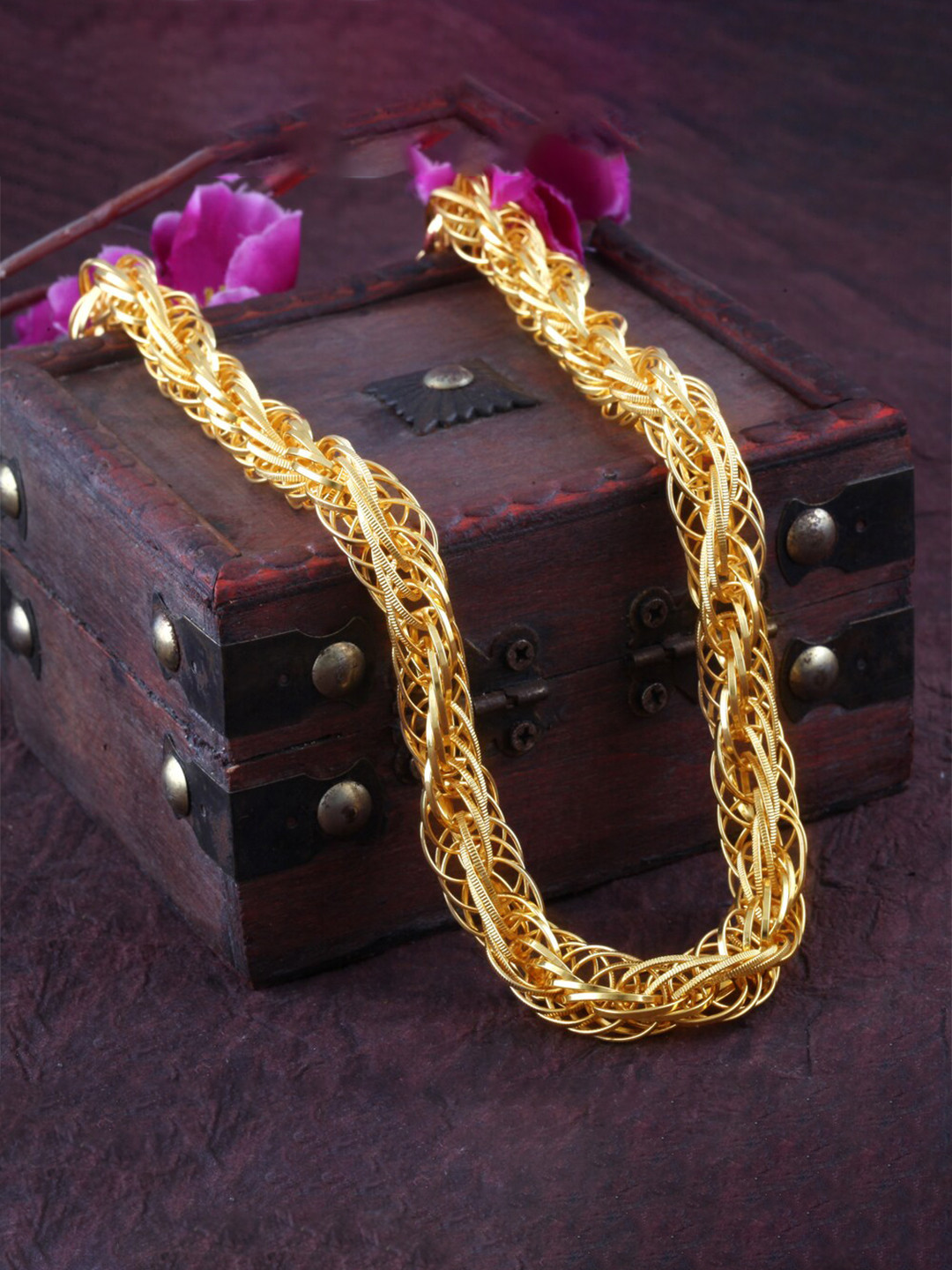 Buy MEENAZ Men Gold Plated Long Chain - Necklace And Chains for Men ...