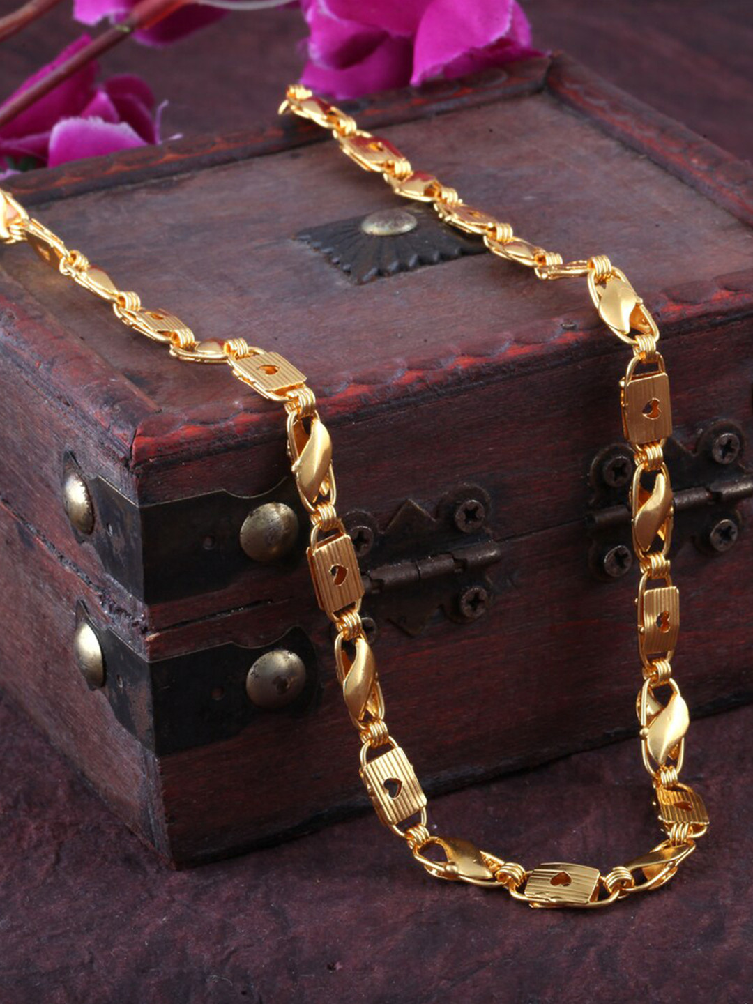 Buy MEENAZ Men Gold Plated Statement Brass Chain - Necklace And Chains ...