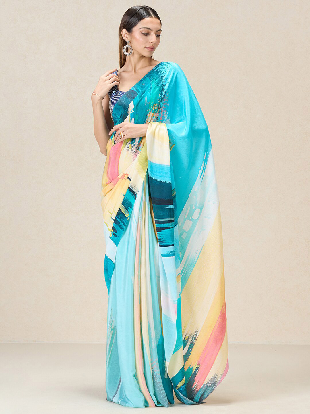 Buy Navyasa By Liva Abstract Printed Liva Saree - Sarees for Women ...