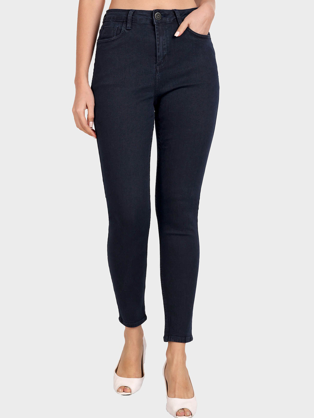 Buy DressBerry Women Navy Blue Skinny Fit Mid Rise Denim Jeans - Jeans ...