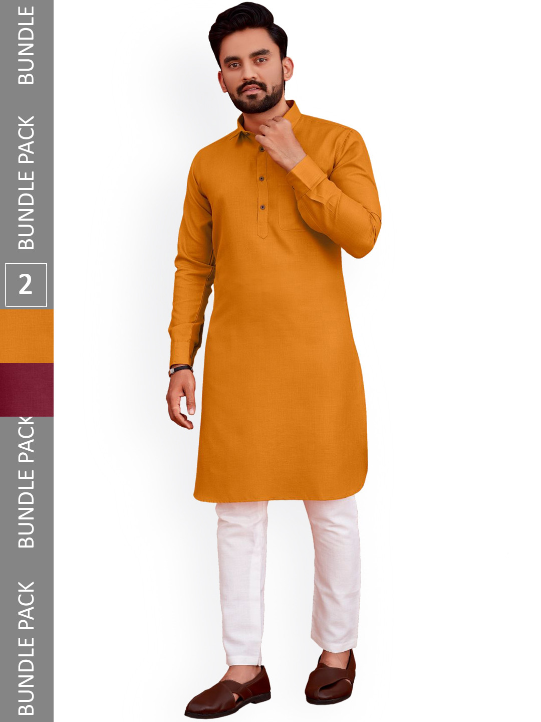 Buy Allan Peter Pack Of 2 Curved Cotton Kurtas - Kurtas for Men ...